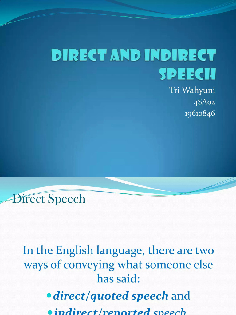 Direct and Indirect Speech | PDF