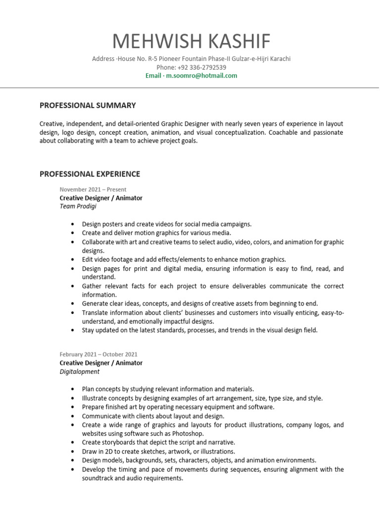 Mehwish Resume (3) | PDF | Graphics | Page Layout