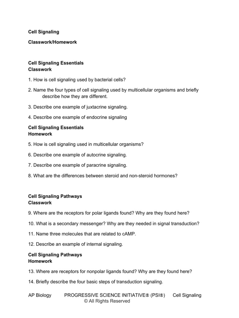 Cell Signaling in AP Biology Essentials | PDF | Cell Signaling | Signal ...