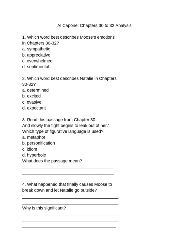 Al Capone Chapters 30-32 Emotional Analysis | PDF