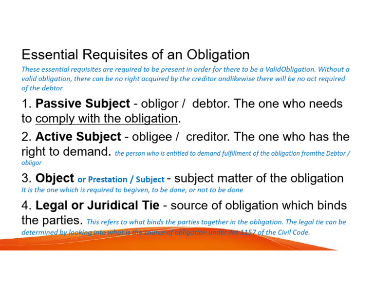 Essential Requisites of An Obligation | PDF