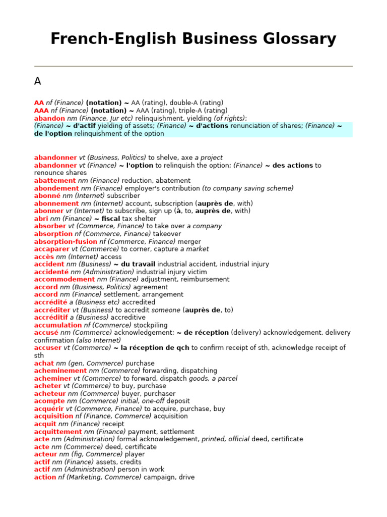 BUSINESS GLOSSARY_fr-eng | PDF | Banks | Business