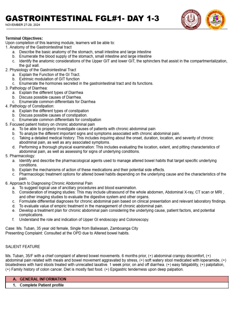 G3 GI FGL#2 - Altered Bowel Movements | PDF | Irritable Bowel Syndrome ...