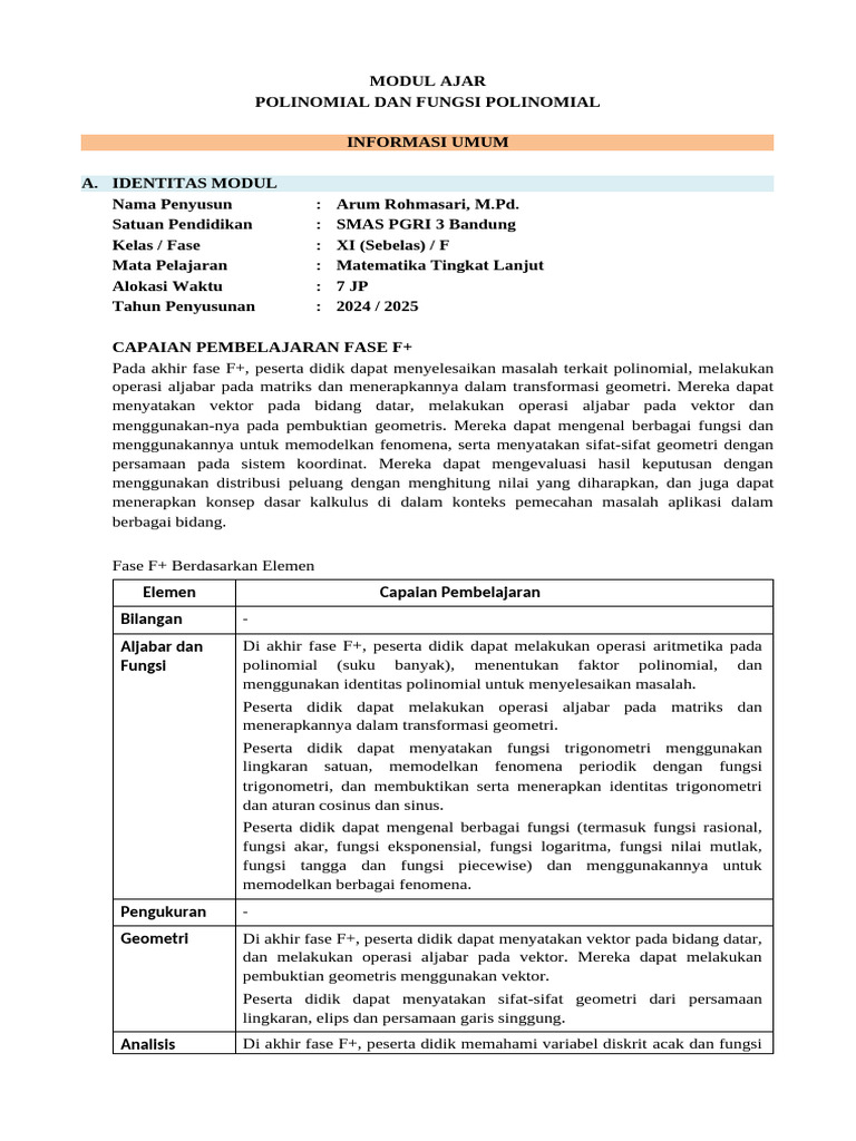 Modul Ajar Bab 1 | PDF