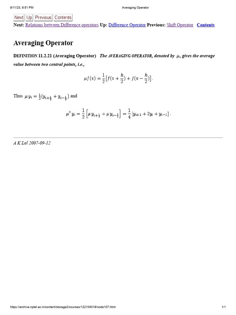 Understanding the Averaging Operator | PDF
