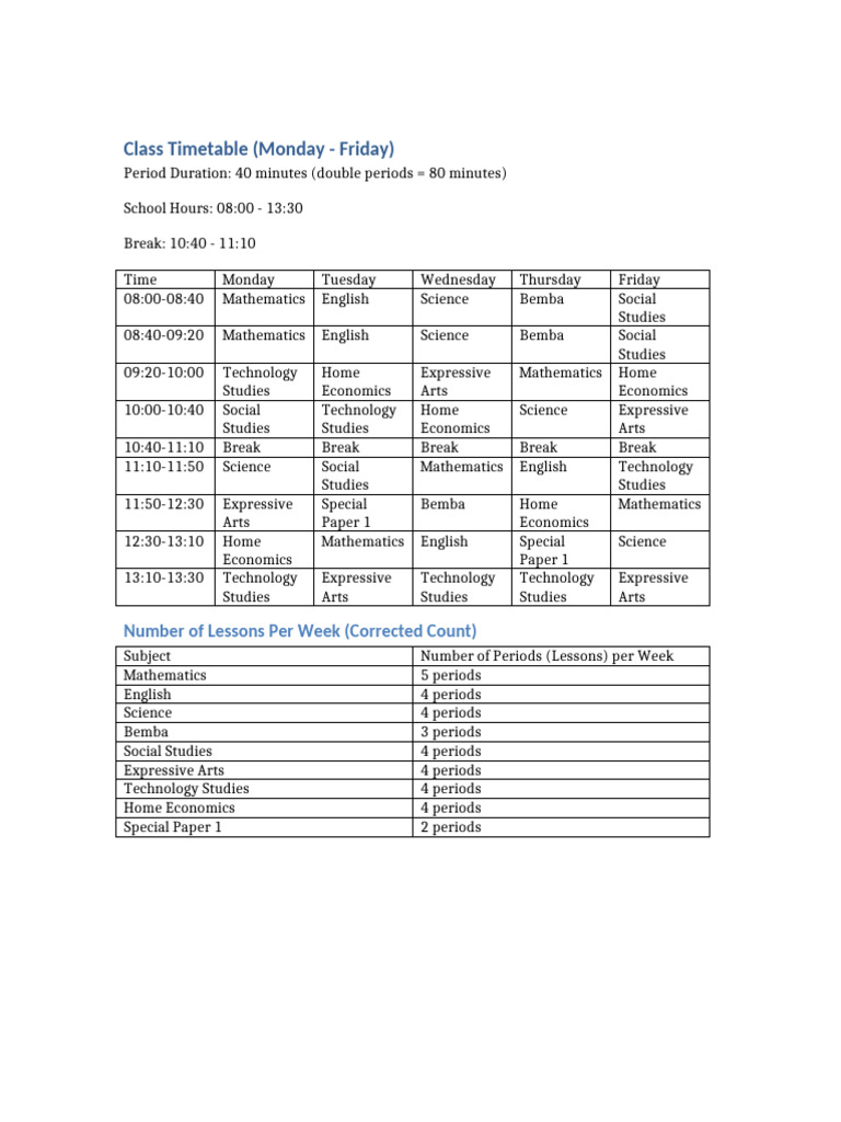 Class_Timetable | PDF