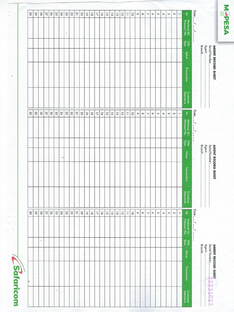 Mpesa Record Sheet-1 | PDF