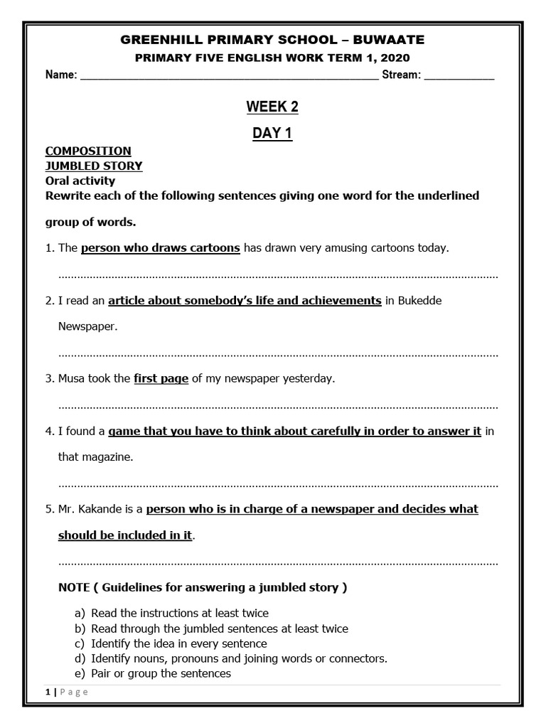 Primary 5 English Term 1 Activities | PDF | Adverb | Grammatical Tense