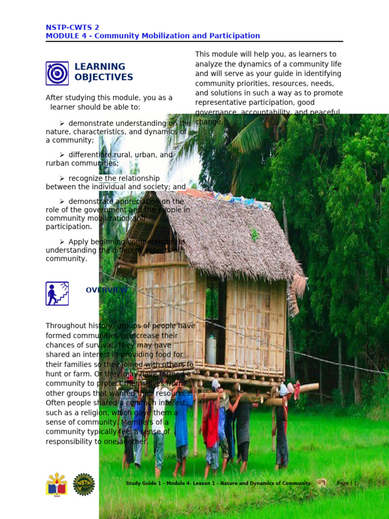 Study Guide 1 Module 4 Lesson 1 Nature Dynamics of Community | PDF | Community | Learning