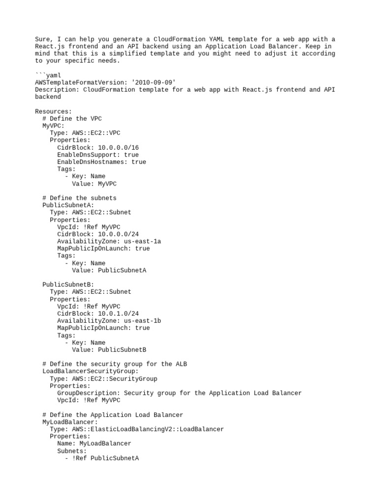 CloudFormation React With ALB | PDF | Systems Architecture | Software Development