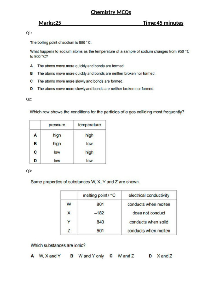 Chemistry MCQs | PDF
