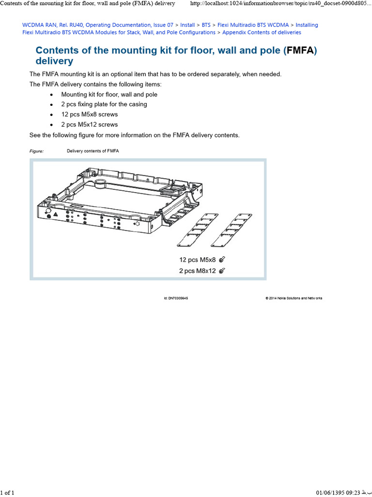 FMFA Mounting Kit Delivery Details | PDF