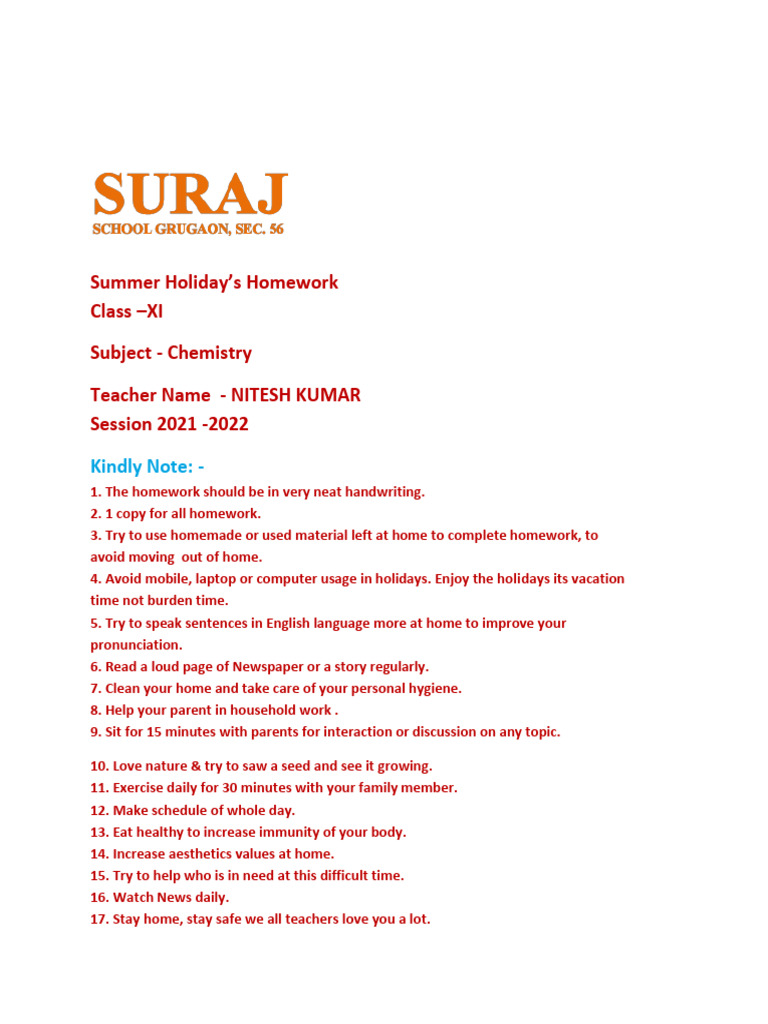 XI-Science Homework | PDF | Velocity | Stars