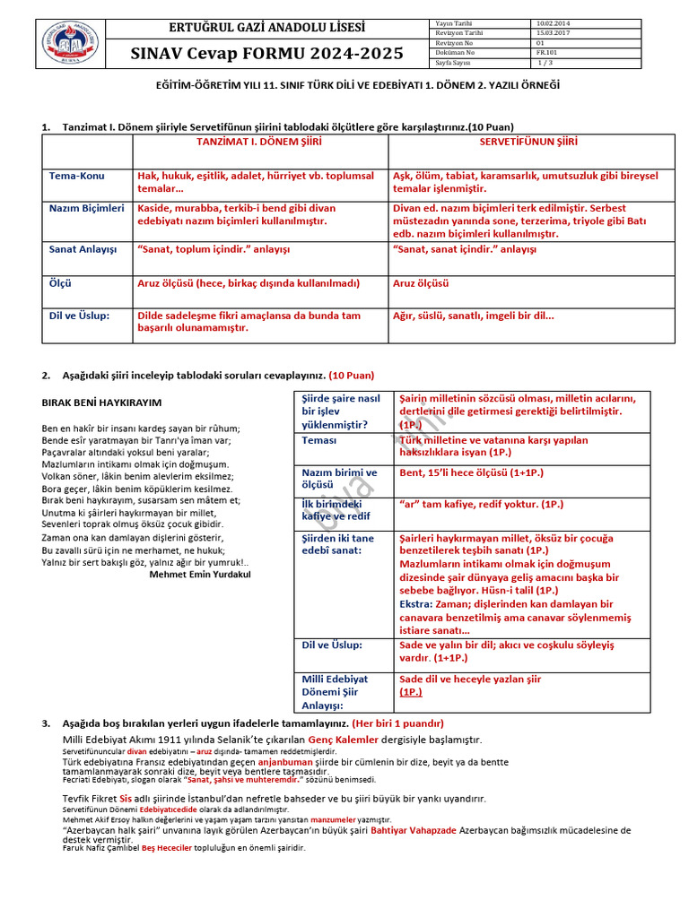1d2y2024 2025 Cevap | PDF