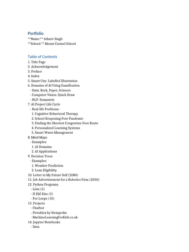 Atharv Singh's AI Portfolio Overview | PDF | Artificial Intelligence ...