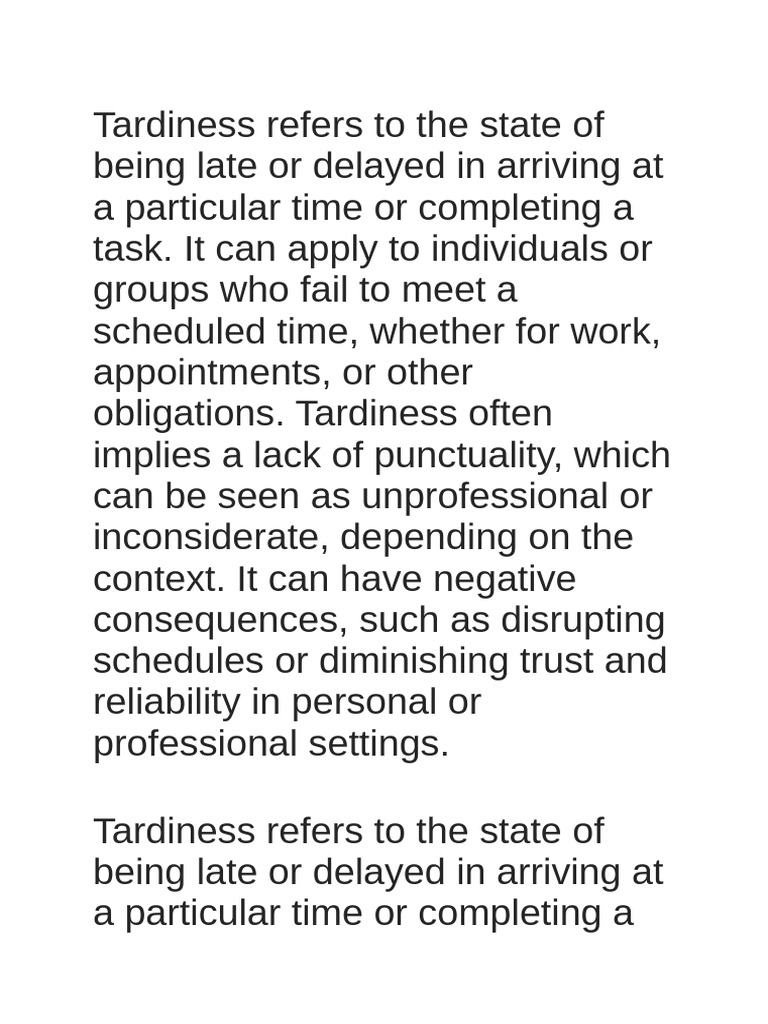 Tardiness | PDF