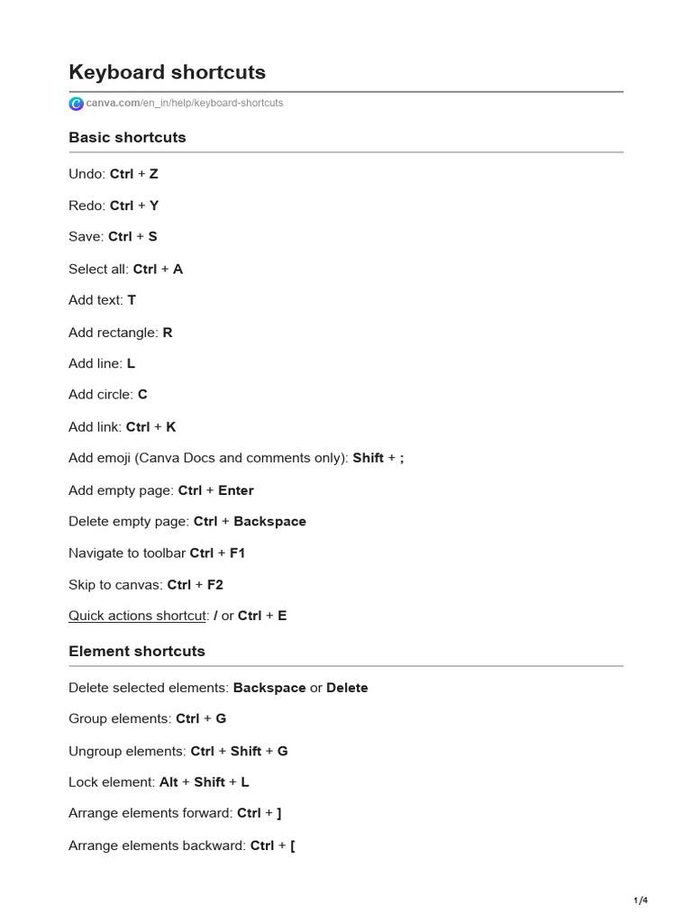 Keyboard Shortcuts | PDF | Text | System Software