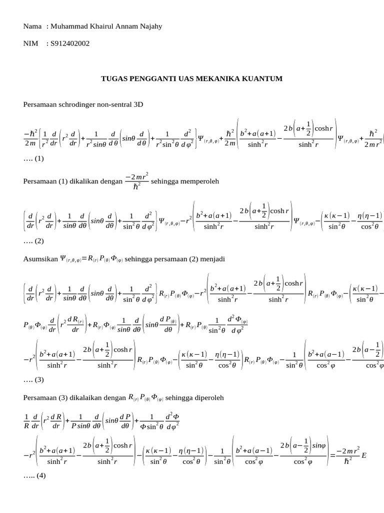 S2 - UAS Mekanika Kuantum - Muhammad Khairul Annam Najahy | PDF