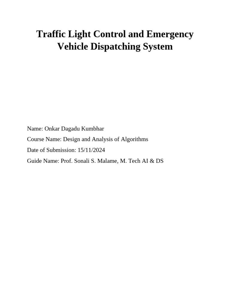 Below is a detailed outline and draft for a project report on a Traffic ... Below is a detailed outline and draft for a project report on a Traffic ...