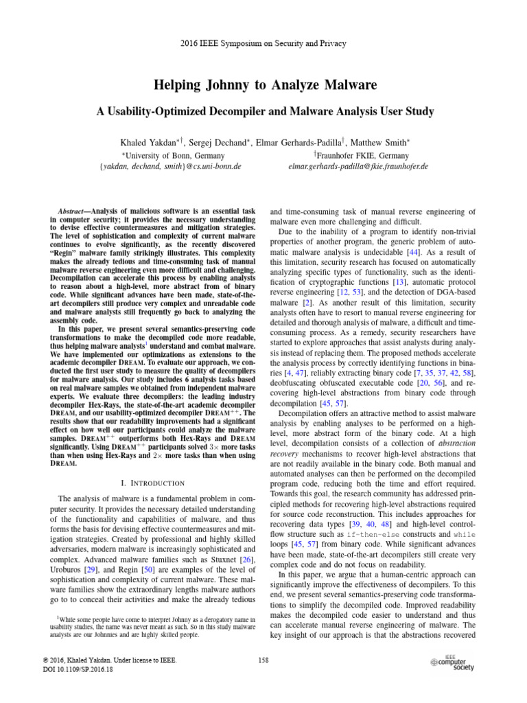 Helping Johnny To Analyze Malware | PDF | Pointer (Computer Programming ...