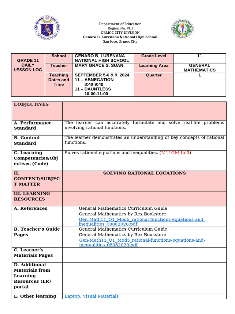 7 SOLVING RATIONAL EQUATION | PDF | Equations | Mathematics