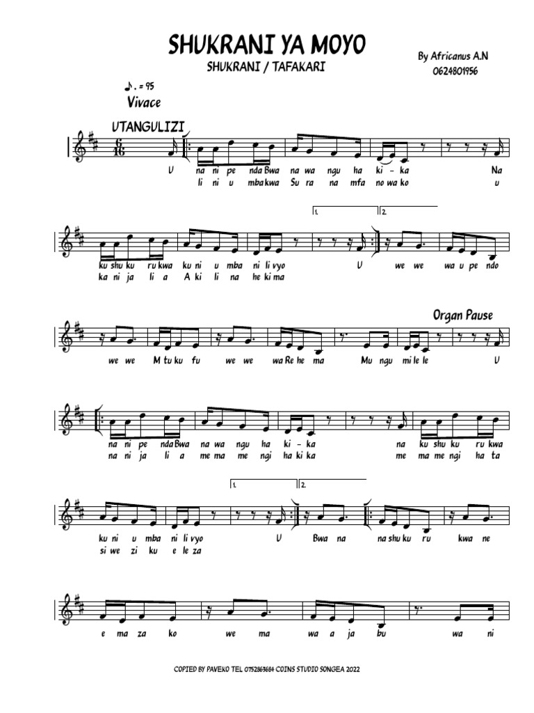 Shukrani Ya Moyo | PDF