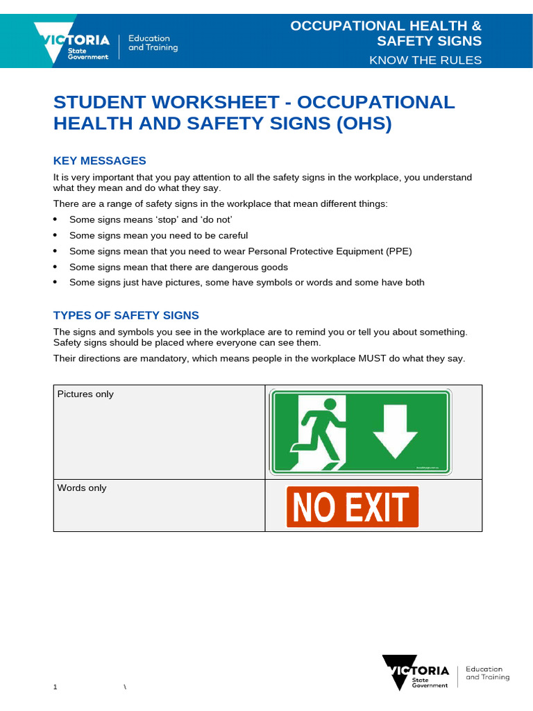 Know The Rules - OHS Signs | PDF | Occupational Safety And Health | Safety
