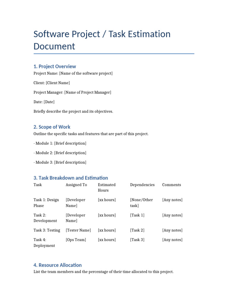 Project_Task_Estimation_Doc | PDF