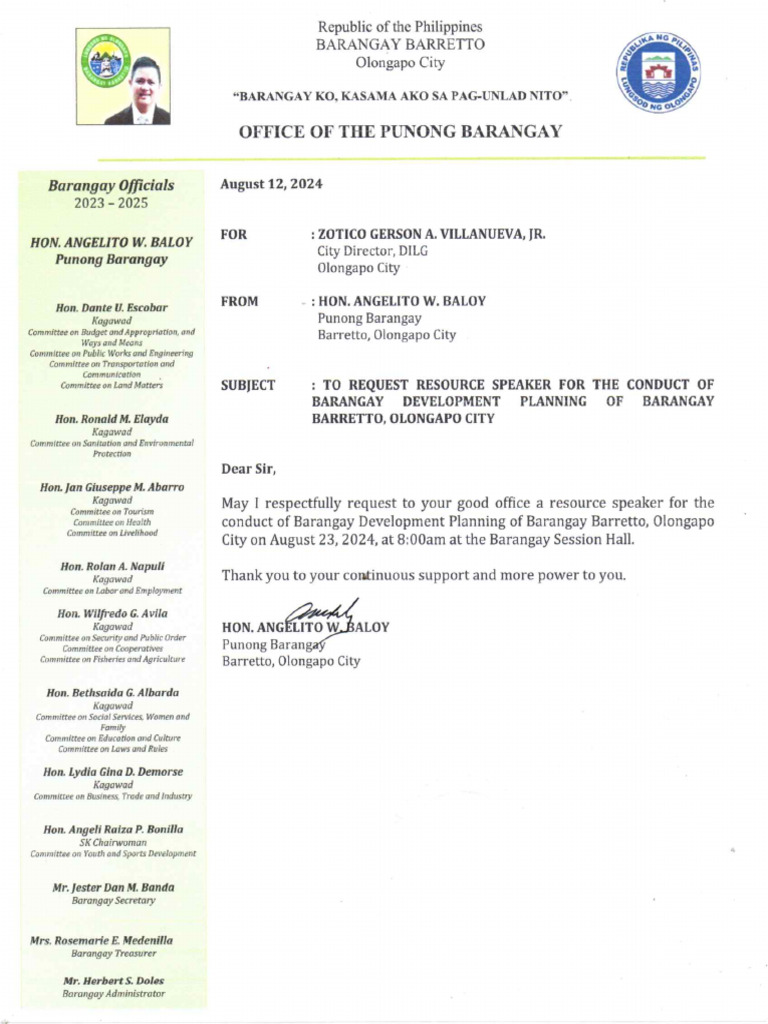 Request of Resource Speaker | PDF
