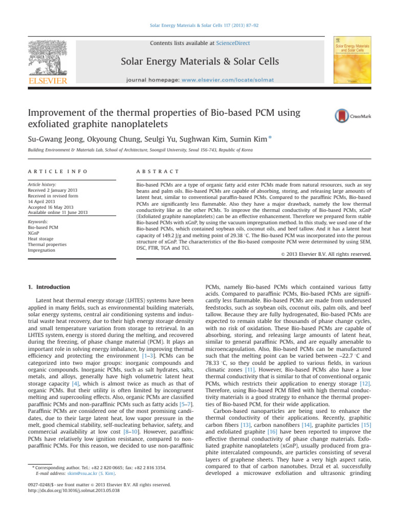 Improvement of the Thermal Properties of Bio-based PCM Using Exfoilated ...