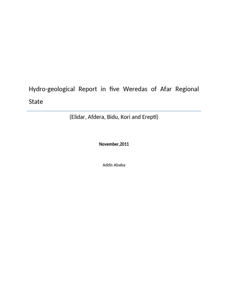 Hydro-geological Report: Afar Region | PDF | Groundwater | Rock (Geology)