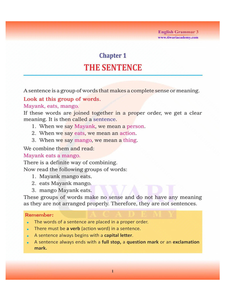 CH 1 The Sentence | PDF