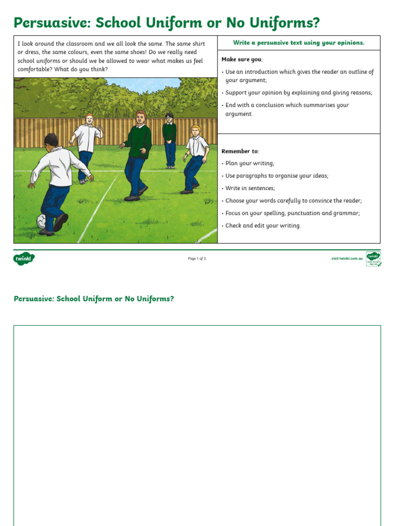 Persuasive School Uniform or No Uniforms_ | PDF