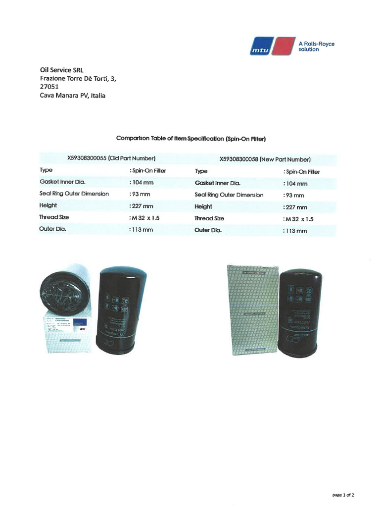 Comparison Table Spec. MTU | PDF