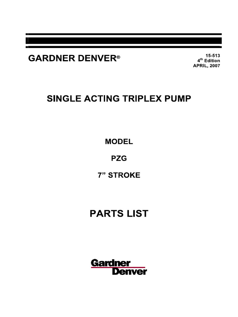 PZG (PZ-7) Pump Parts List Mud Pump GD | PDF