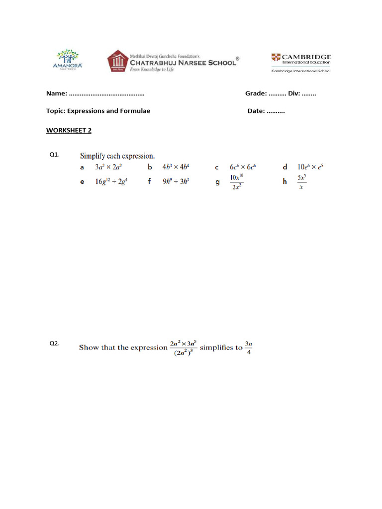 EXPRESSIONS_WORKSHEET_2 | PDF