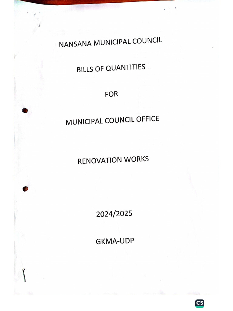 B.O.qs For Renovation of Nansana Municipal Council Offices | PDF