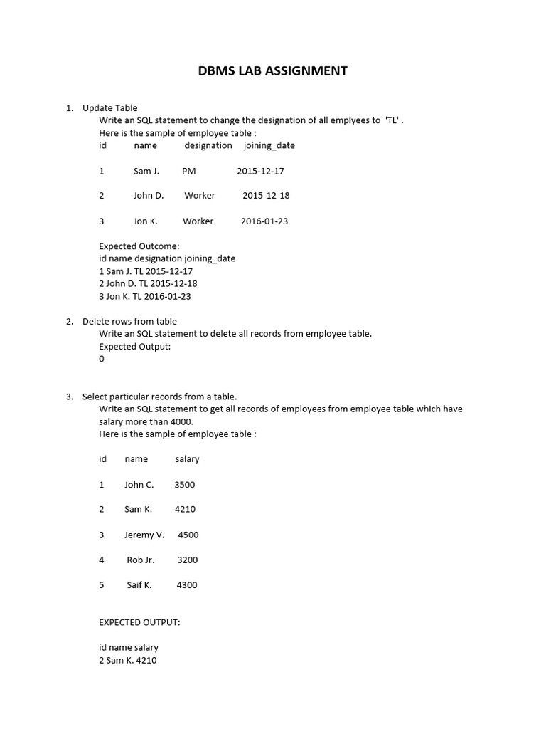 DBMS Lab Assignment1 | PDF | Data Management Software | Data Management