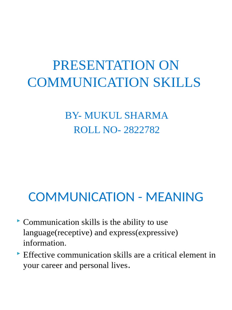 Communication Skills Overview | PDF