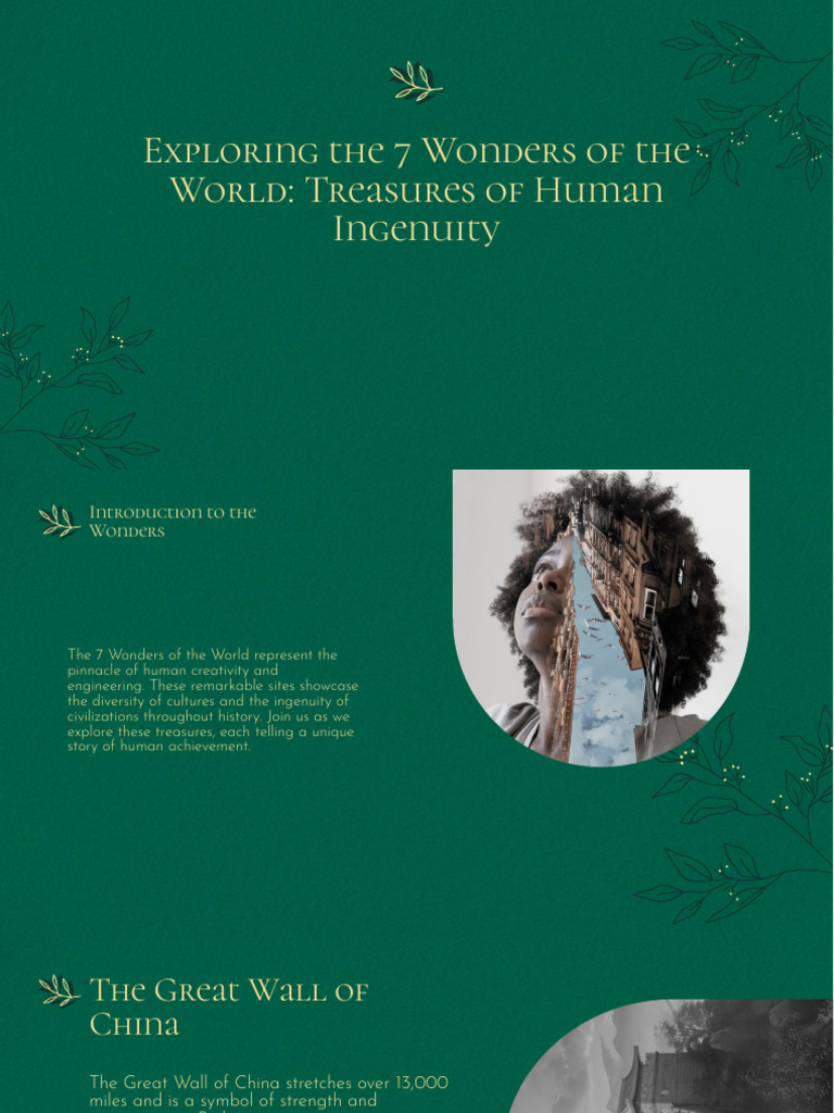 Slidesgo Exploring The 7 Wonders of The World Treasures of Human ...