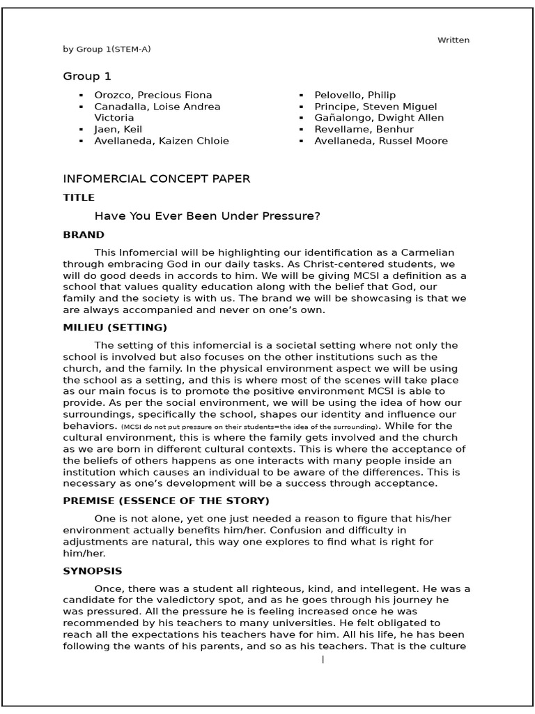 Infomercial on Overcoming Pressure | PDF | Psychology