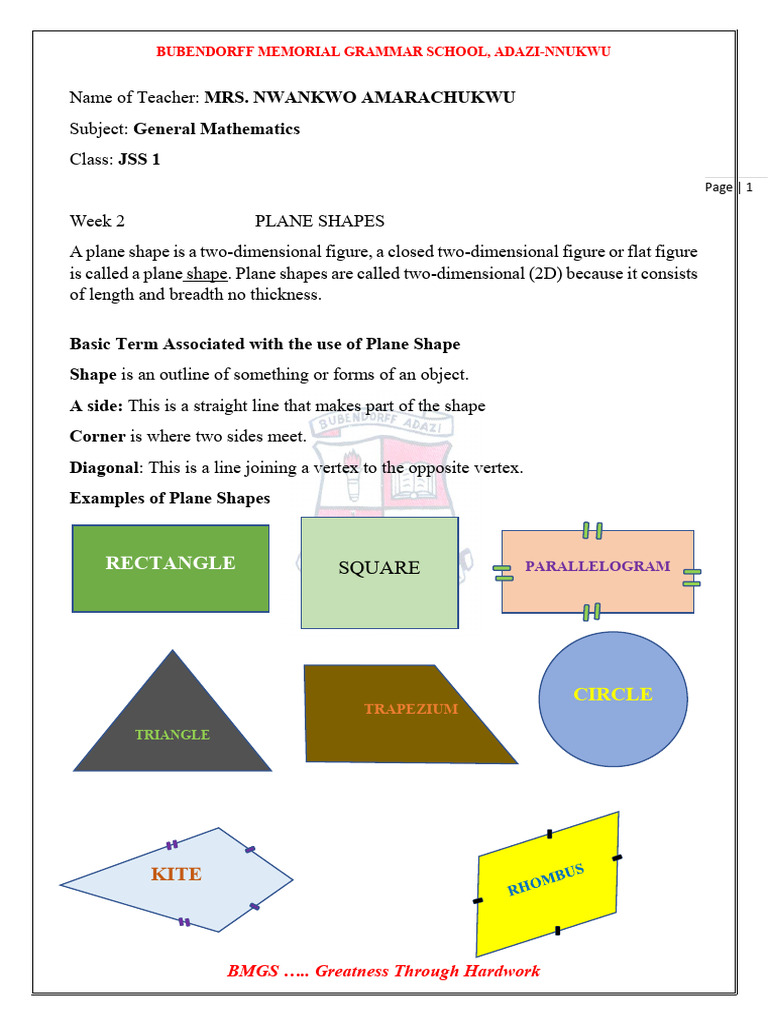 Mathematics Jss 1 | PDF | Rectangle | Euclidean Geometry