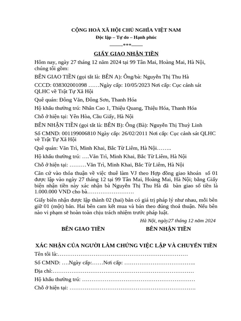 Mau Giay Bien Nhan Tien - 0503155403 - 2311164756 - 0702101611 | PDF