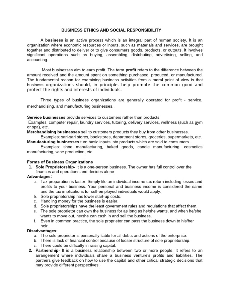 Business Ethics & Types of Organizations | PDF | Partnership | Corporations