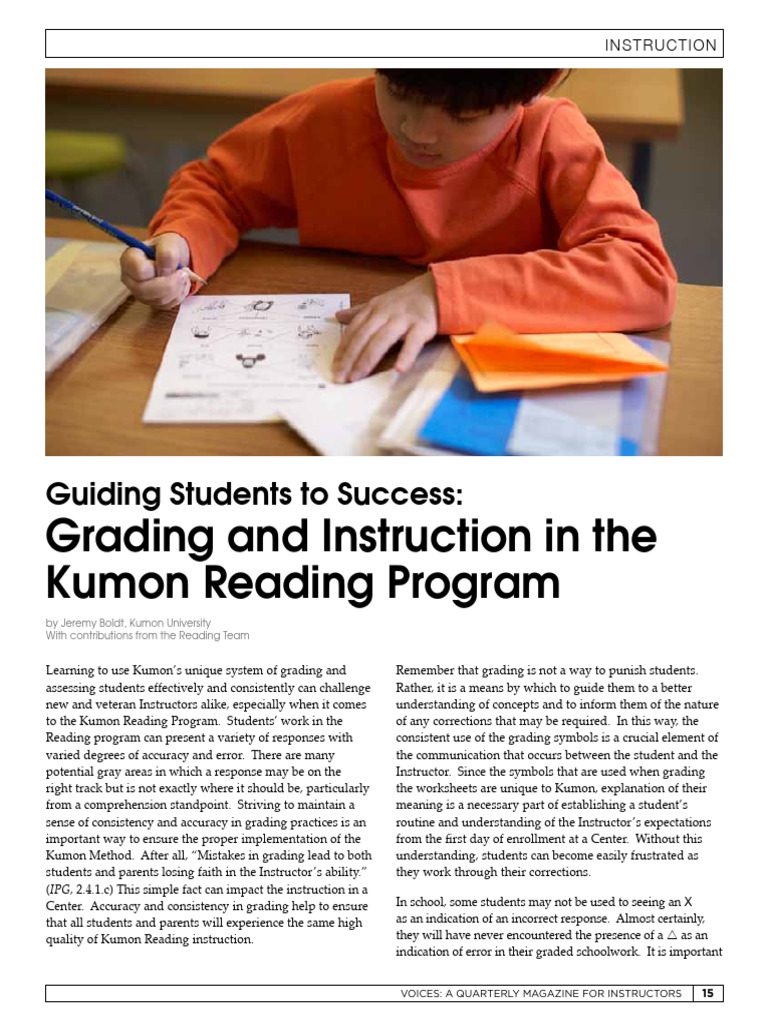 Grading and Instruction in The Kumon Reading Program | PDF | Reading ...