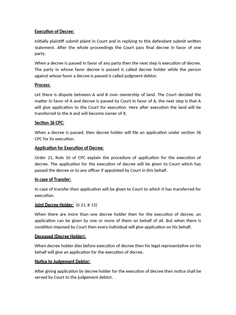 Execution of Decree-1 | PDF | Judgment (Law) | Legal Procedure