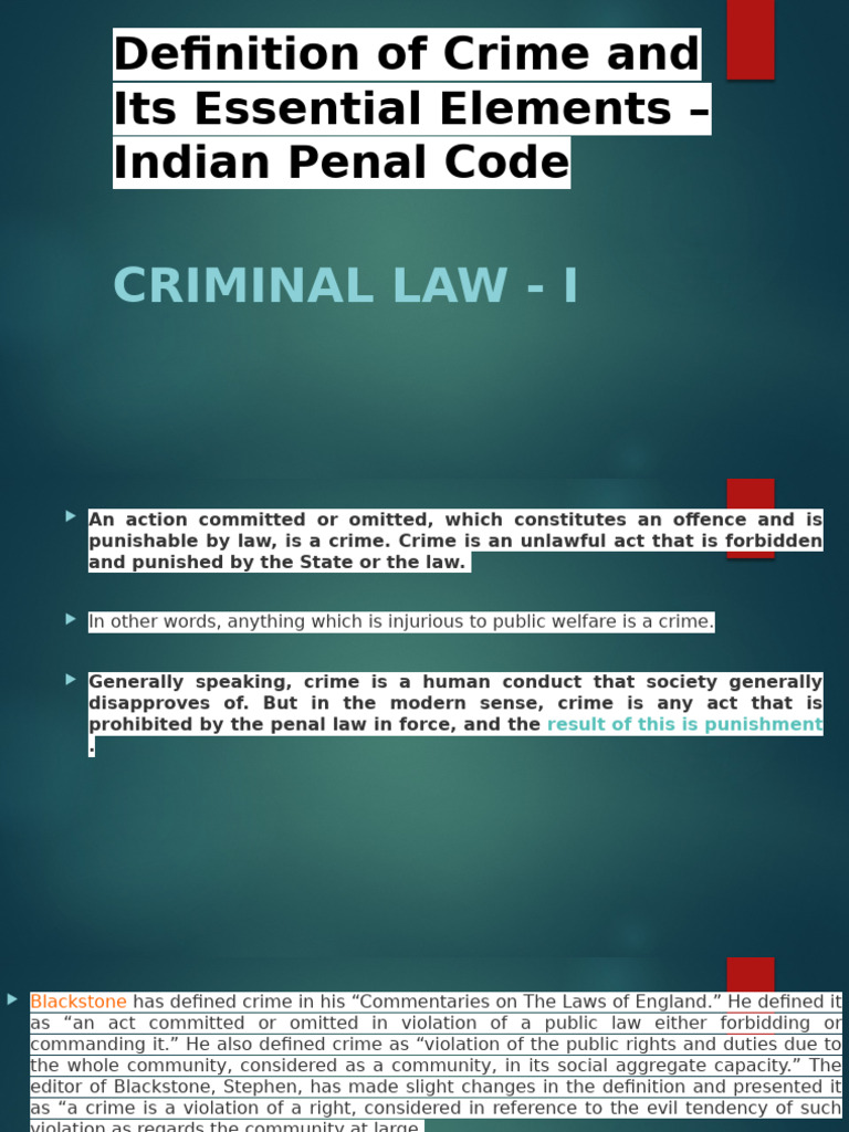 Definition of Crime and Its Essential Elements | PDF | Mens Rea ...
