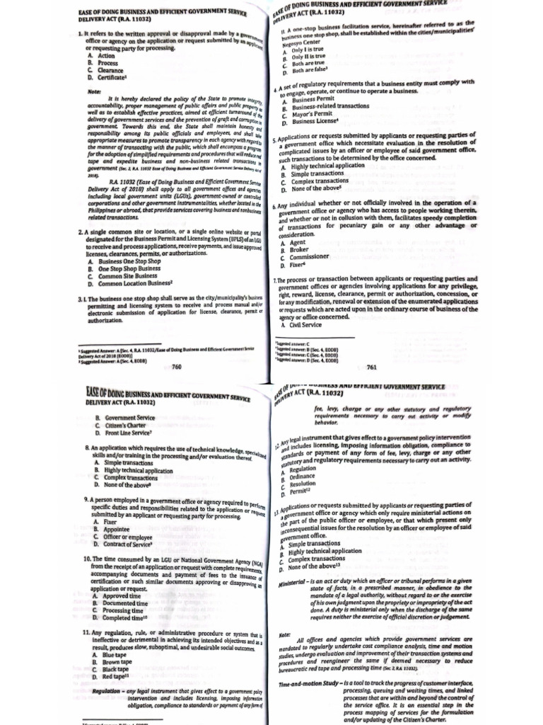 RFBT REV MCQ - Ease of Doing Business and | PDF