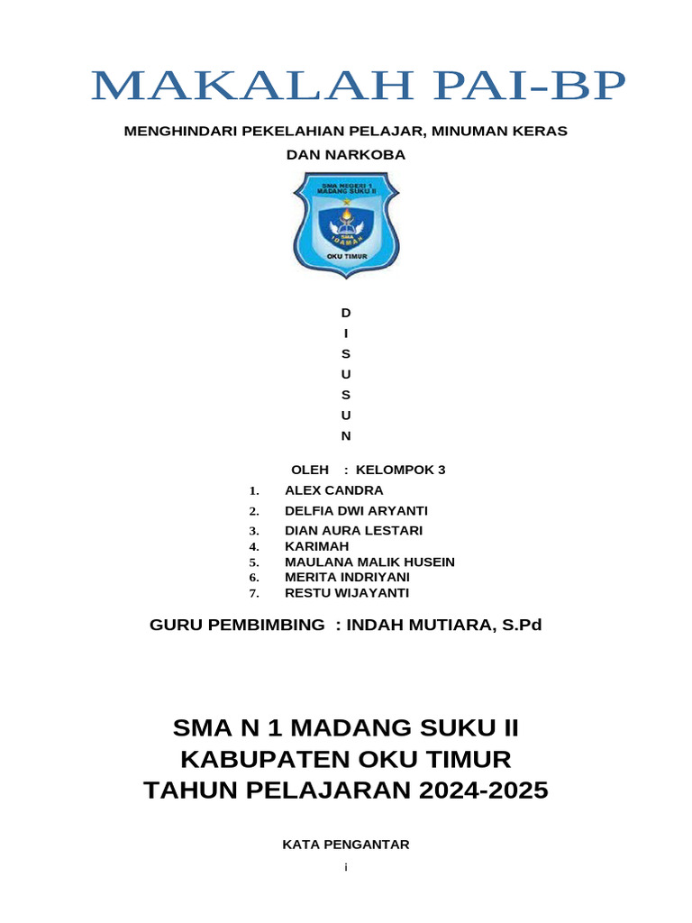 MKLH Menghindari Perkelahian Antar Pelajar, Miras Dan Narkoba | PDF