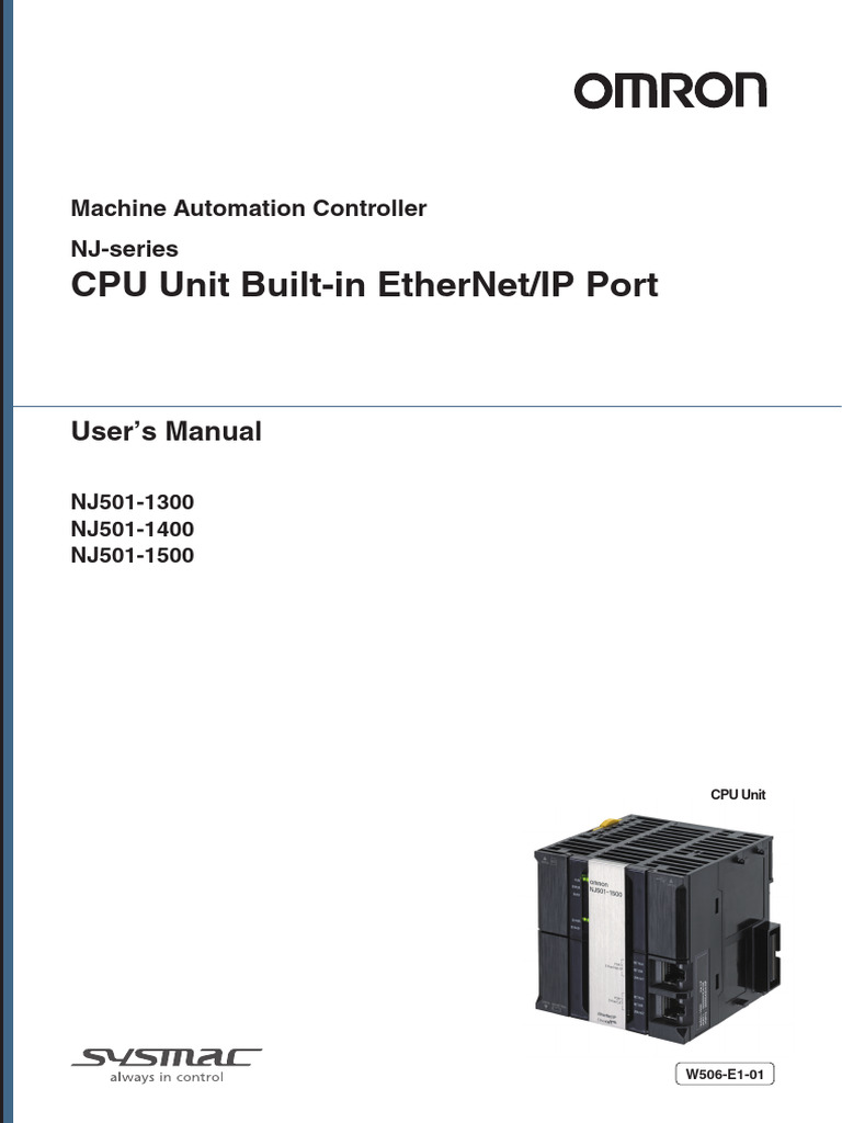 W506-E1-01 - NJ-series CPU Unit Built-In EtherNetIP Port User | PDF | Network Socket | Port ...